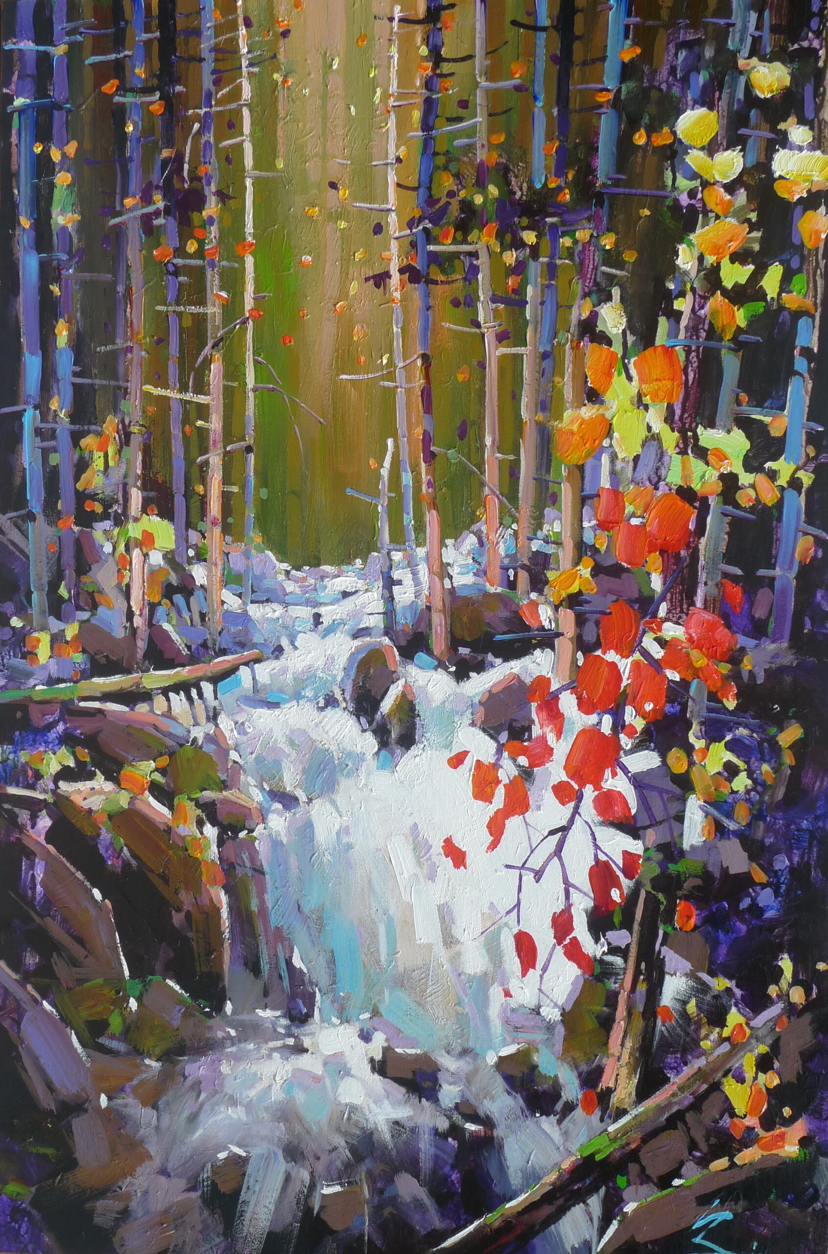 Waterfall in Woods by Bi Yuan Cheng - The Avenue Gallery